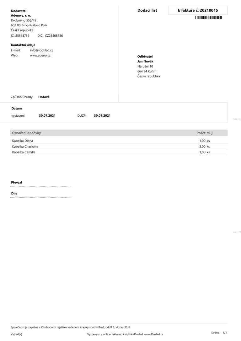 Dodací list [vzor]: všetko, čo o ňom potrebujete vedieť - iDoklad ...